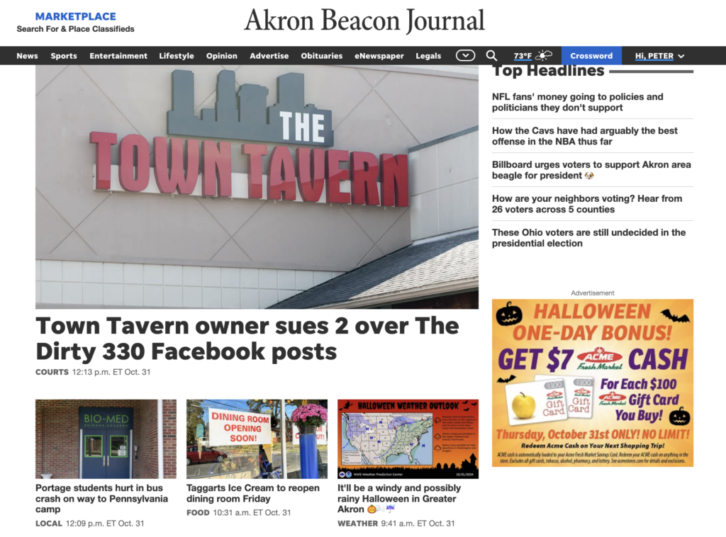 Town Tavern owner files defamation lawsuits against 2 over posts ...