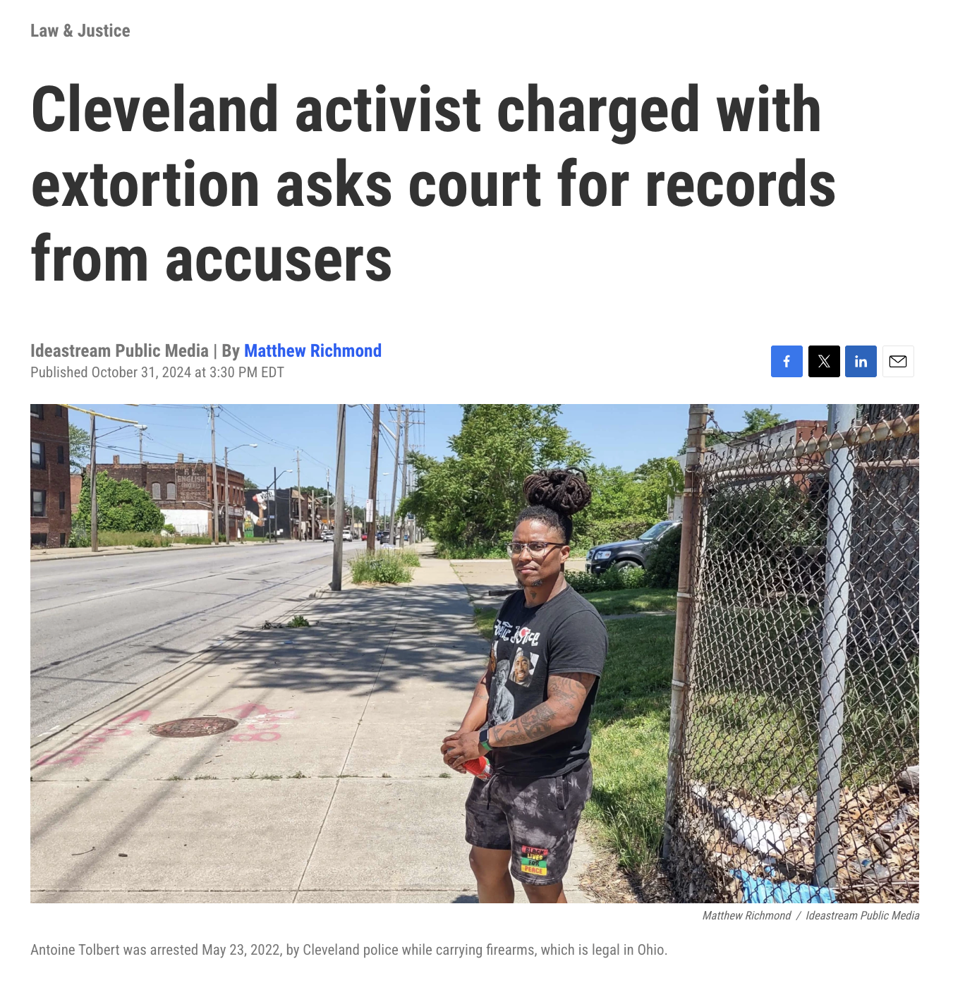 Cleveland activist charged with extortion asks court for records from ...